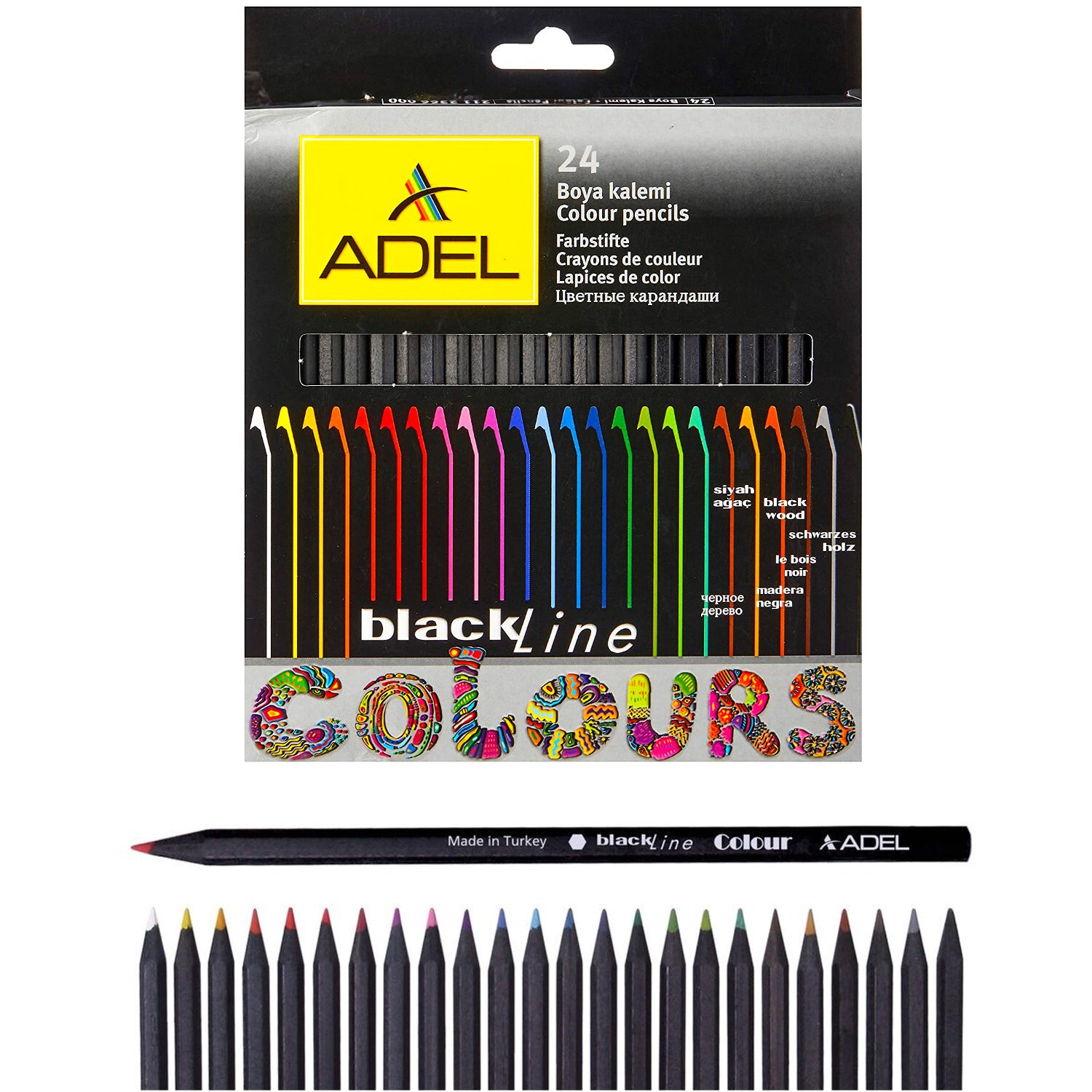 24 Brilliant Colours! Adel Special Blackline Pencils Colouring Books ...