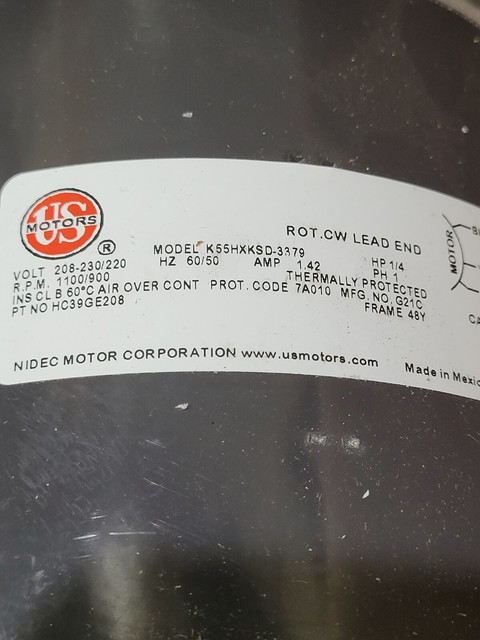 Carrier Bryant Payne 1/4 HP 208-230v Condenser Fan Motor Hc39ge208a ...