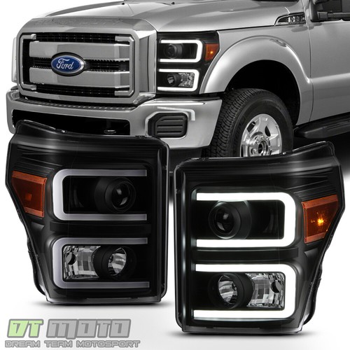 Black Smoke 2011-2016 Ford F250 F350 SuperDuty LED DRL Tube Projector ...
