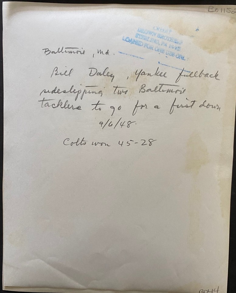 Vintage 1948 & 61 NFL Football Yankees Bill Daley & Giant Y A Tittle ...