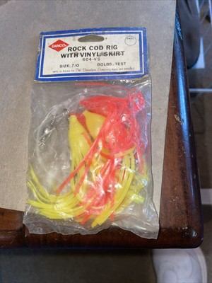 Vintage Skirted Rock Cod Fish Rig Hook Size 7/0 80Lbs-Red Green 4 Per ...