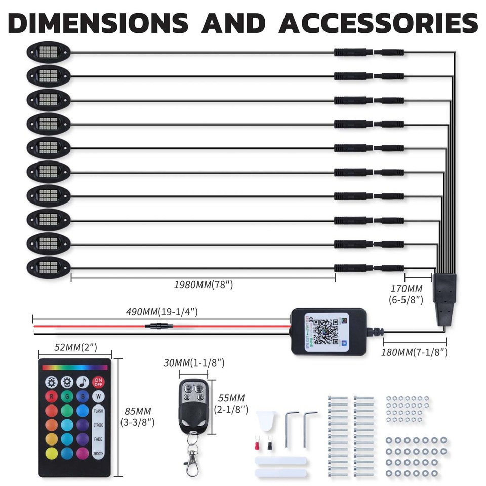 For RAM 1500 2500 3500 Pods RGB LED Neon Rock Lights Underglow Wheel ...
