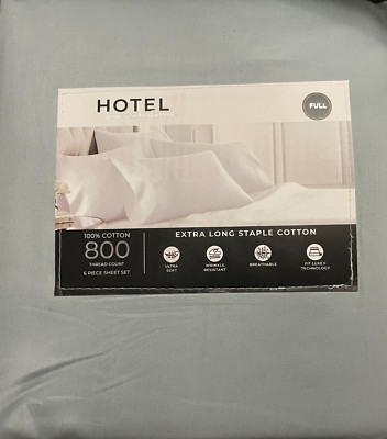 Hotel Signature 800 Thread Count Blue Cotton 6pc Sheet Set Full | eBay