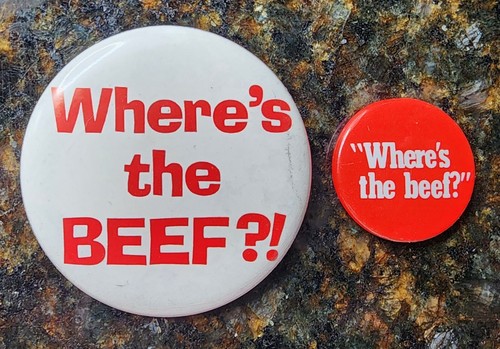 Vintage Pair of Where's The Beef?! Button Pins Rare Advertising | eBay