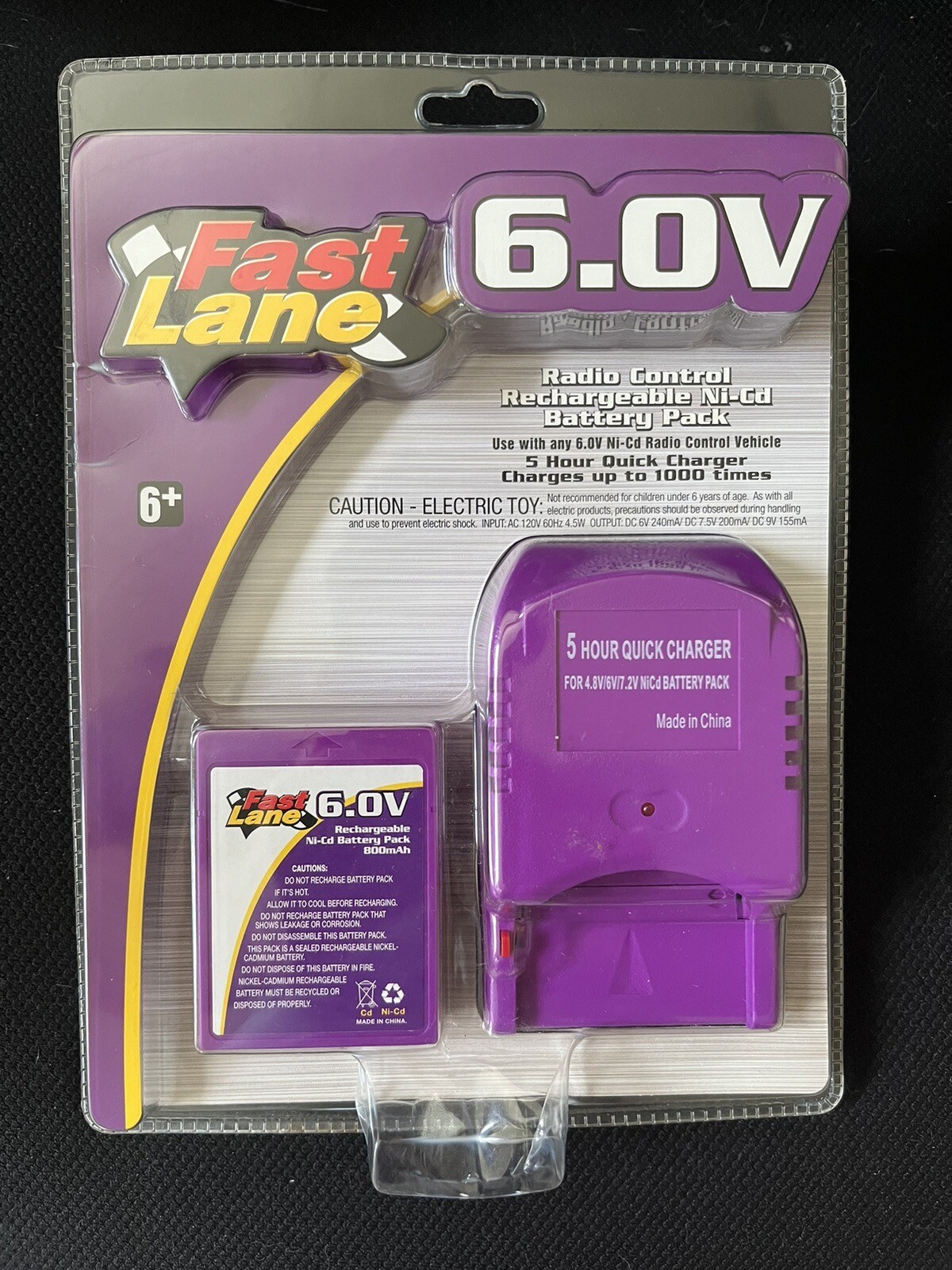 Fast Lane 6.0V Rechargeable NiCd Battery Pack Charger RC Radio Control ...