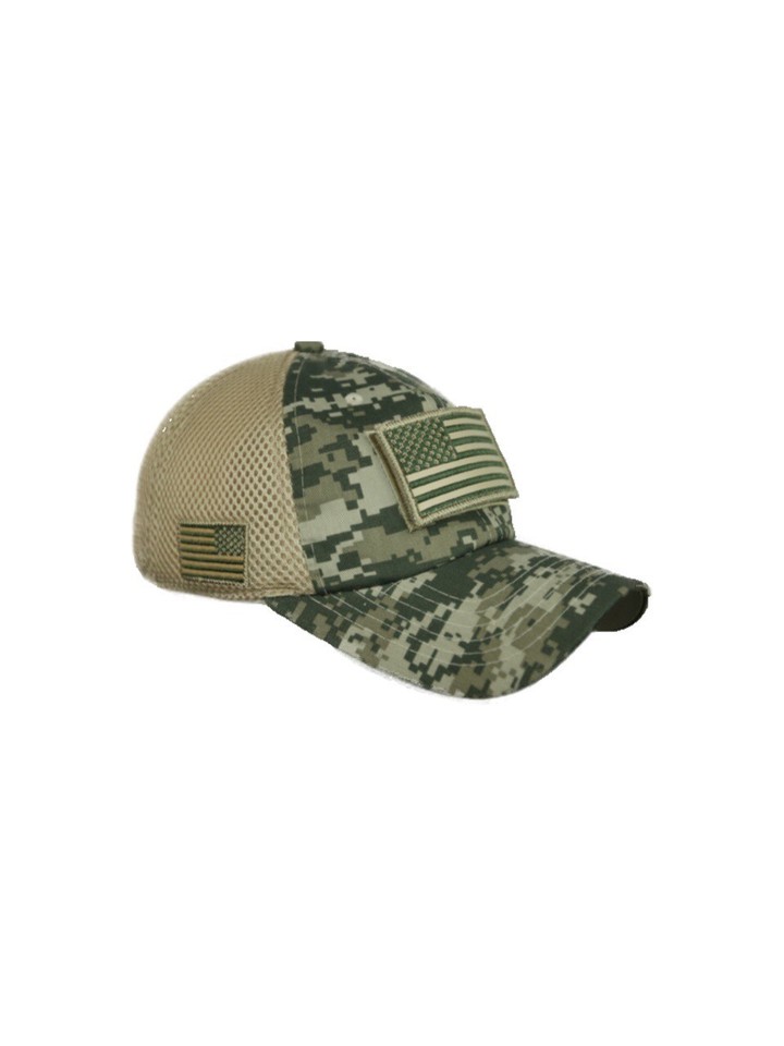 USA American US Flag Patch Cap Mesh Trucker Tactical Operator Army ...