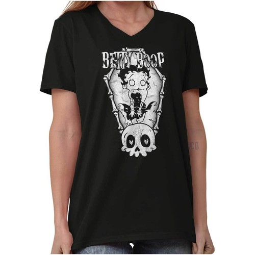 Halloween Betty Boop Undead Zombie V Neck T Shirt Tees Women | eBay