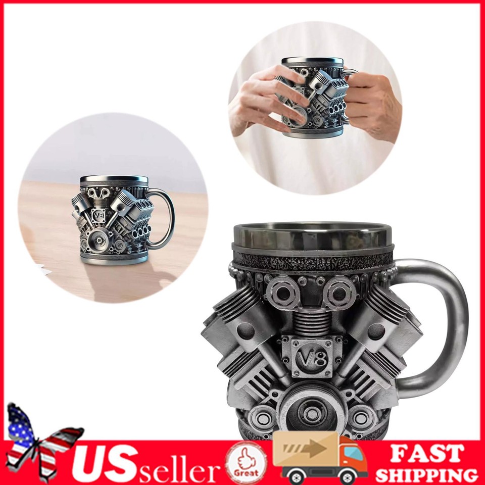 V8 Engines Stainless Steel Cup - Personalized V Stainless Steel Coffee ...