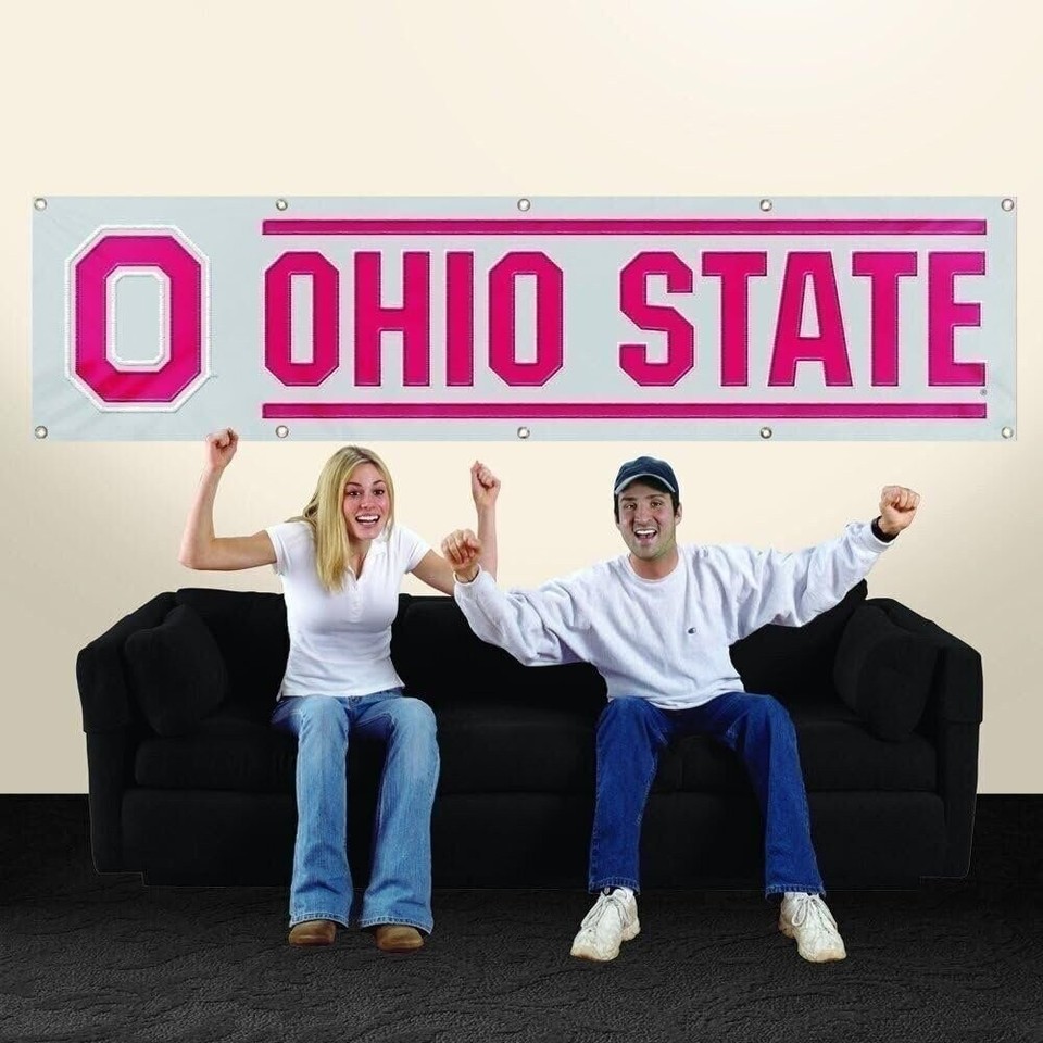 Ohio State University Buckeyes Giant 8x2 Flag Banner Embroidered ...