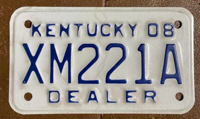 Kentucky 2008 MOTORCYCLE DEALER License Plate # XM221A | eBay