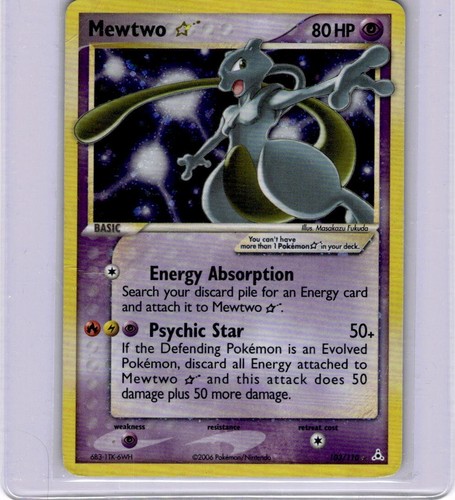 Pokémon TCG Mewtwo EX Holon Phantoms 103/110 Gold Star Shiny Holo Rare ...