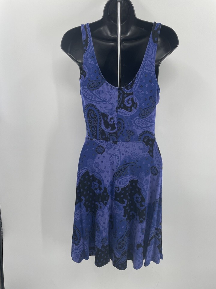 Express Sleeveless Dress Paisley Sundress Blue Fitting Casual Sundress ...