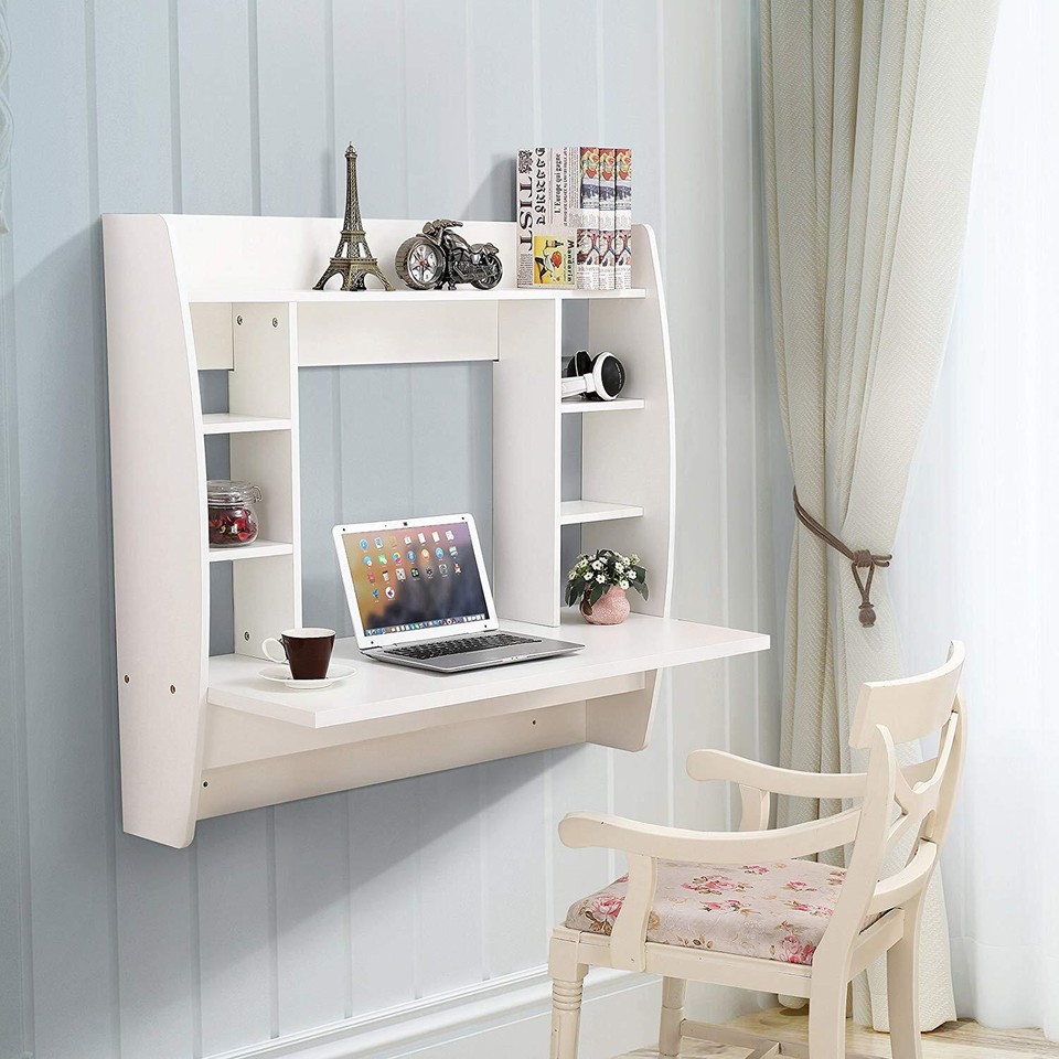 Home Office Floating Computer Desk Wall Mount Workstation Laptop Table ...