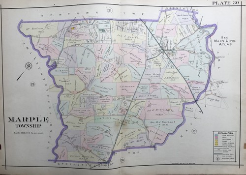 1909 A.H. MUELLER, DELAWARE COUNTY, PENNSYLVANIA MARPLE TOWNSHIP, PLAT ...