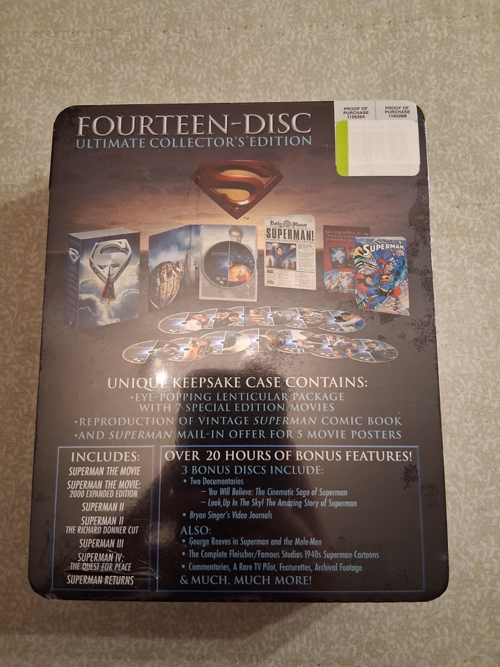 Superman Ultimate Collector's Edition Tin (14-Disc DVD Set) NEW Sealed ...