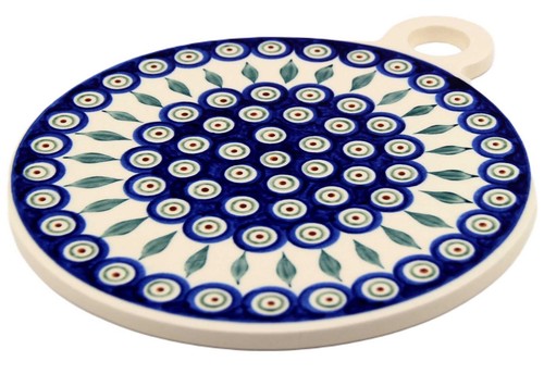 Polish Pottery Round Cutting Board 9 Inch Diameter in Peacock Design | eBay
