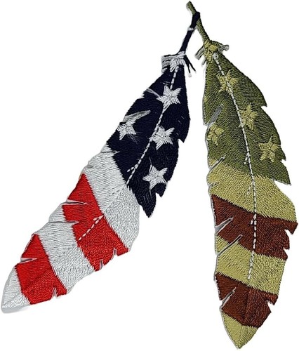 Feather USA Flag Patriotic American Flag Feather Patch - iron on sew 4. ...