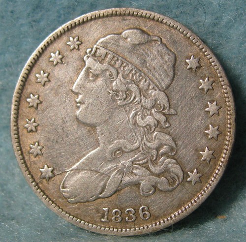 1836 Capped Bust Silver Quarter Near High Grade Details Many Die Cracks ...