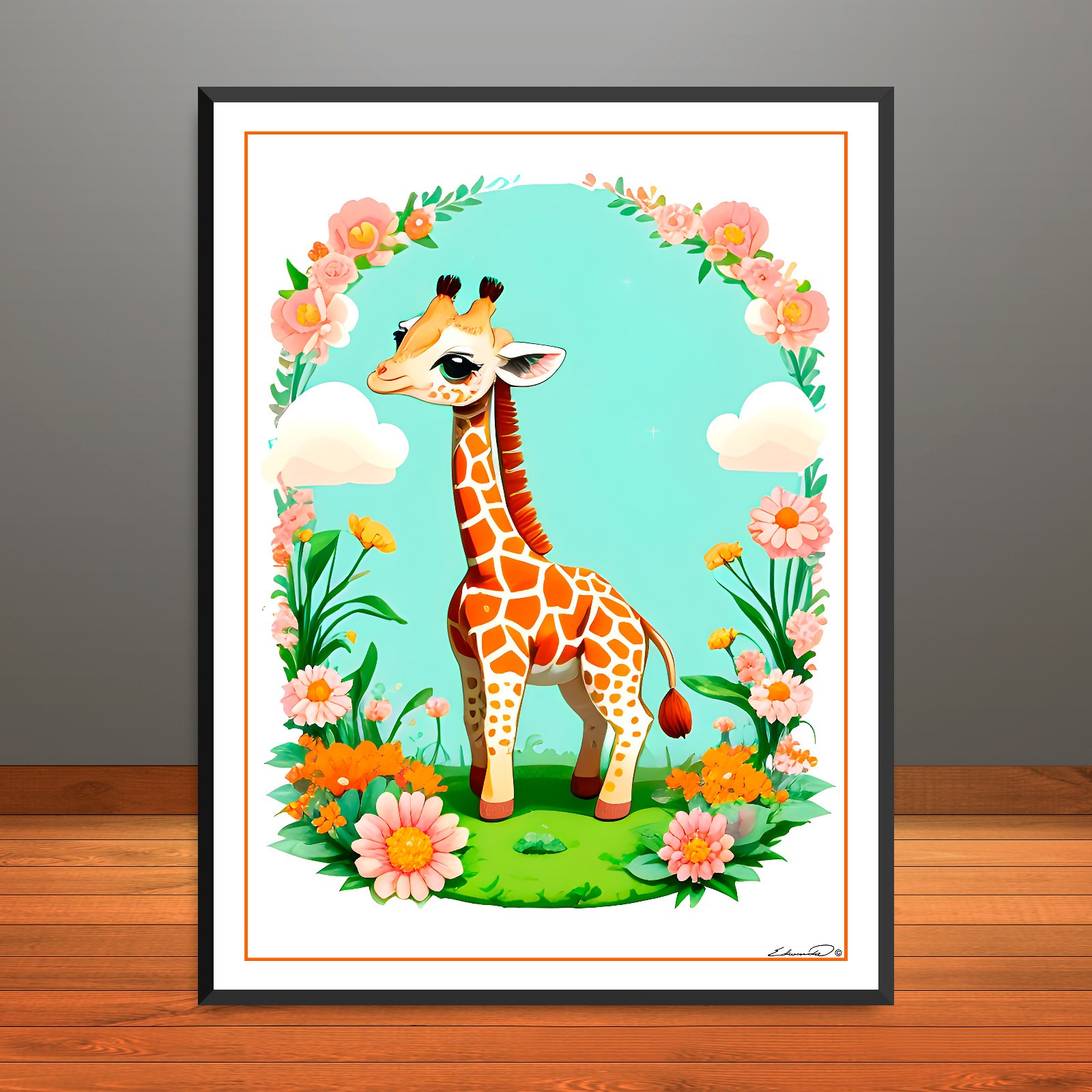 Adorable Baby Giraffe Print, Safari Nursery Wall Art, Animal Poster | eBay