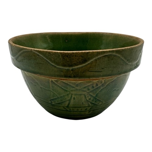 Antique McCoy Windmill Dutch Scene Apple Green Yellow Ware Mixing Bowl ...