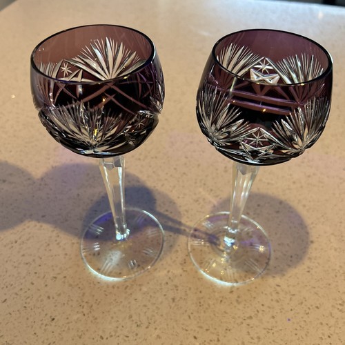 NACHTMANN TRAUBE CRYSTAL Hock Grape Wine Goblet 2 Glass Purple Amythist ...