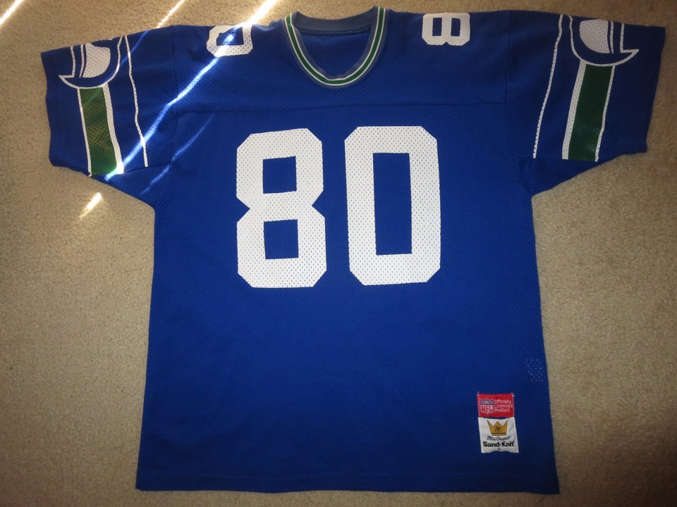 Steve Largent #80 Seattle Seahawks Sand-Knit NFL Jersey LG L Rookie | eBay