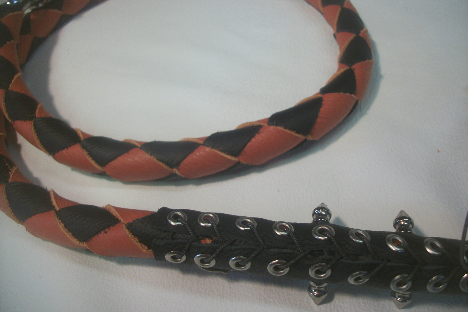 biker whip getback ULTIMATE whip BLACK & ORANGE SKULLS &SPIKES BY ...