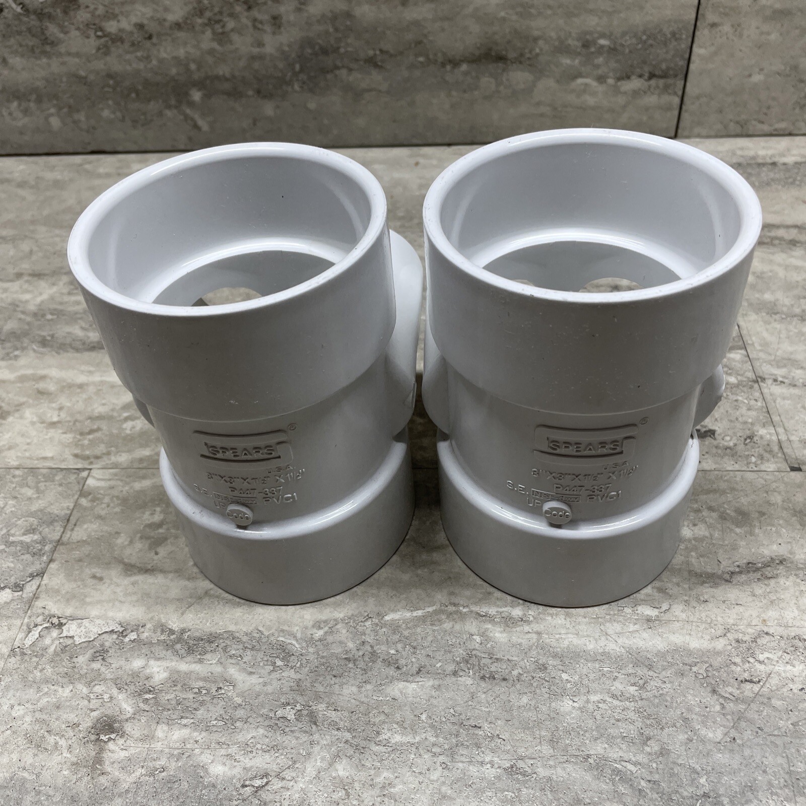 Lot Of 2 Spears P447-337 3" x 3" x 1-1/2" x 1-1/2" DWV PVC Horizontal ...