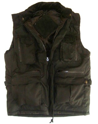 ULTIMATE BODYWARMER mens large black padded gillet coat multi pocket ...