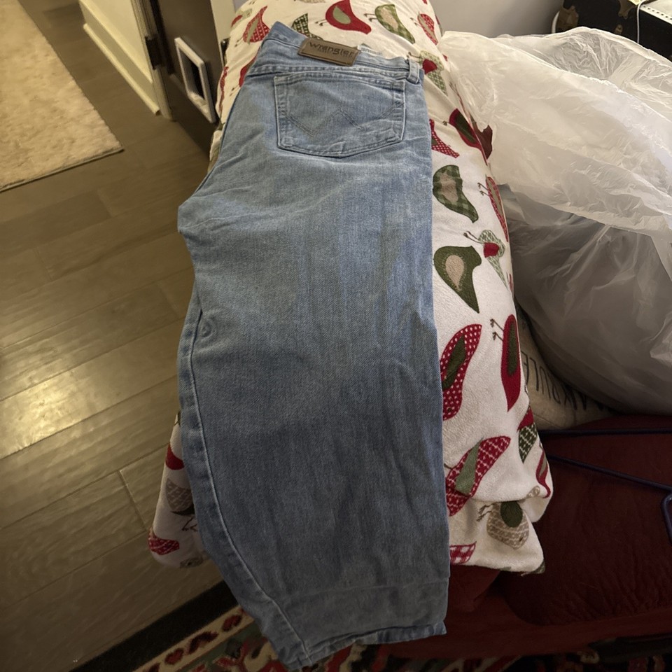 Wrangler Mens 44x32 Rugged Wear Jeans VGUC Blue Denim Zip 100% Cotton ...