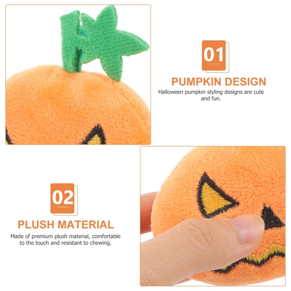 Interactive Cat Toy Plush Halloween Cat Toy Chewing Squeaky Pumpkin Cat ...