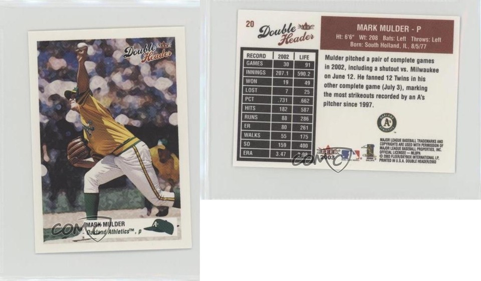 2003 Fleer Double Header Mark Mulder #20 fm0 | eBay UK