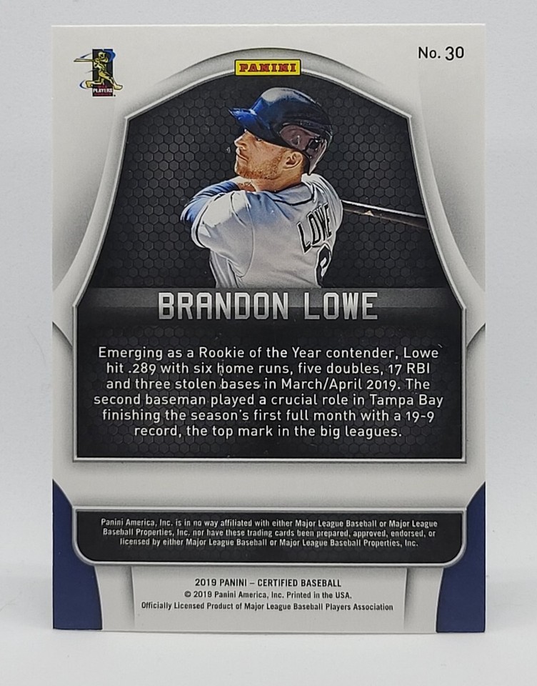2019 Panini Certified Brandon Lowe RC Tampa Bay Rays Rookie #30 | eBay