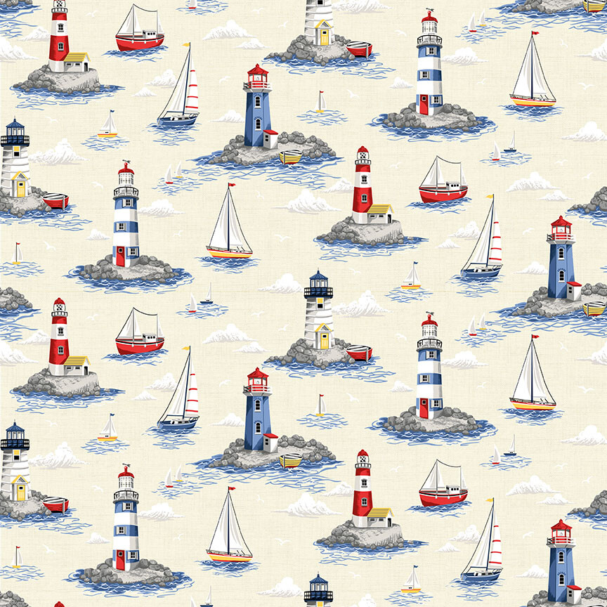 Seaside Cotton Fabric Mixed Ocean Nautical Sea Beach Patchwork Craft ...