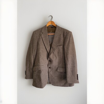Joe Namath Tweed Blazer Mens 42 S Brown Two Button Single Vented Sport ...