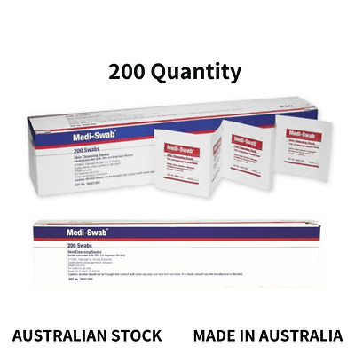 200 X Alcohol Wipes Medi Swabs Sterile Medical Isypropyl Wipe Swab Prep ...