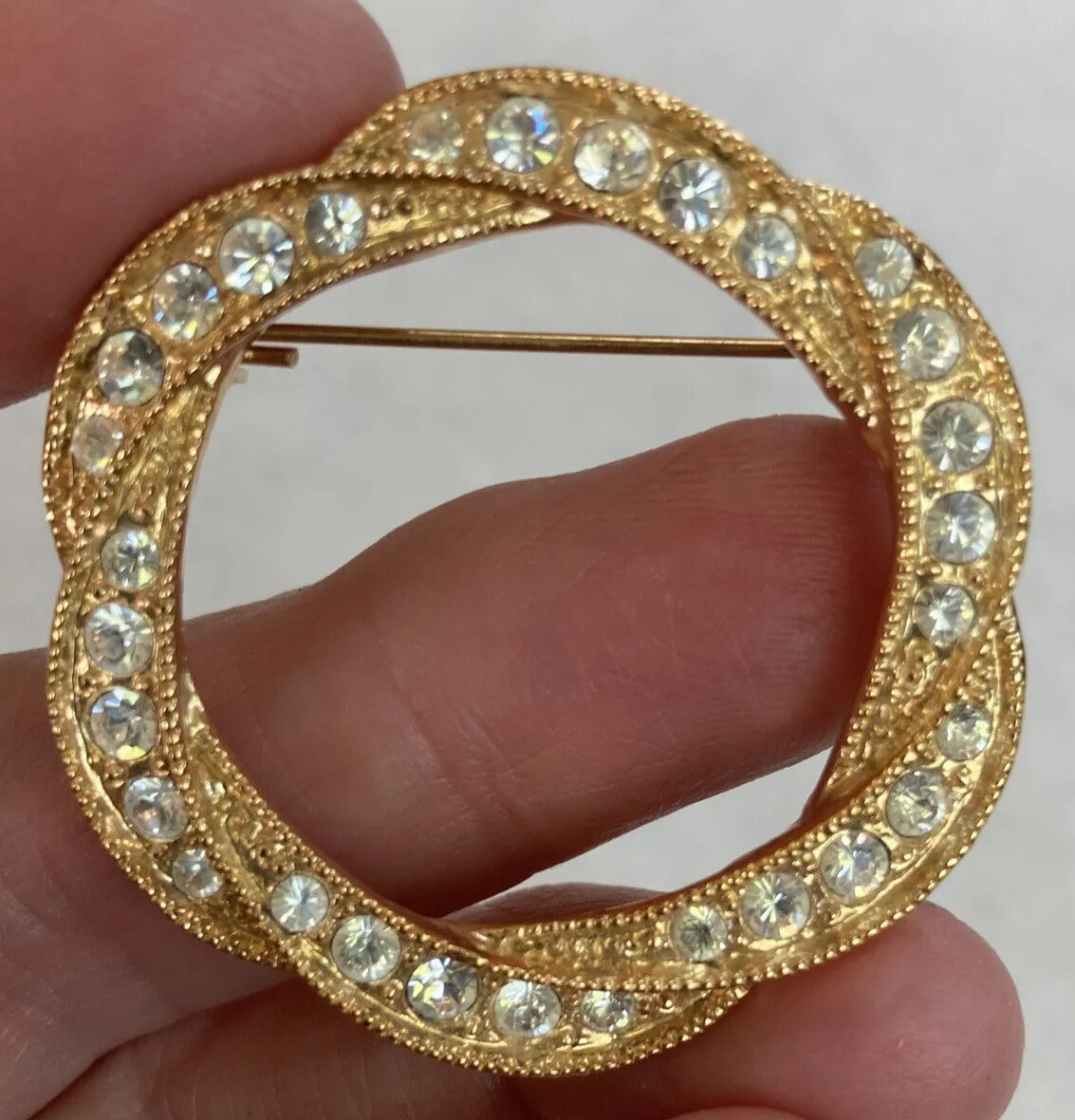 Vintage Signed Roman Twisted Wreath Pin Brooch Gold T… - Gem