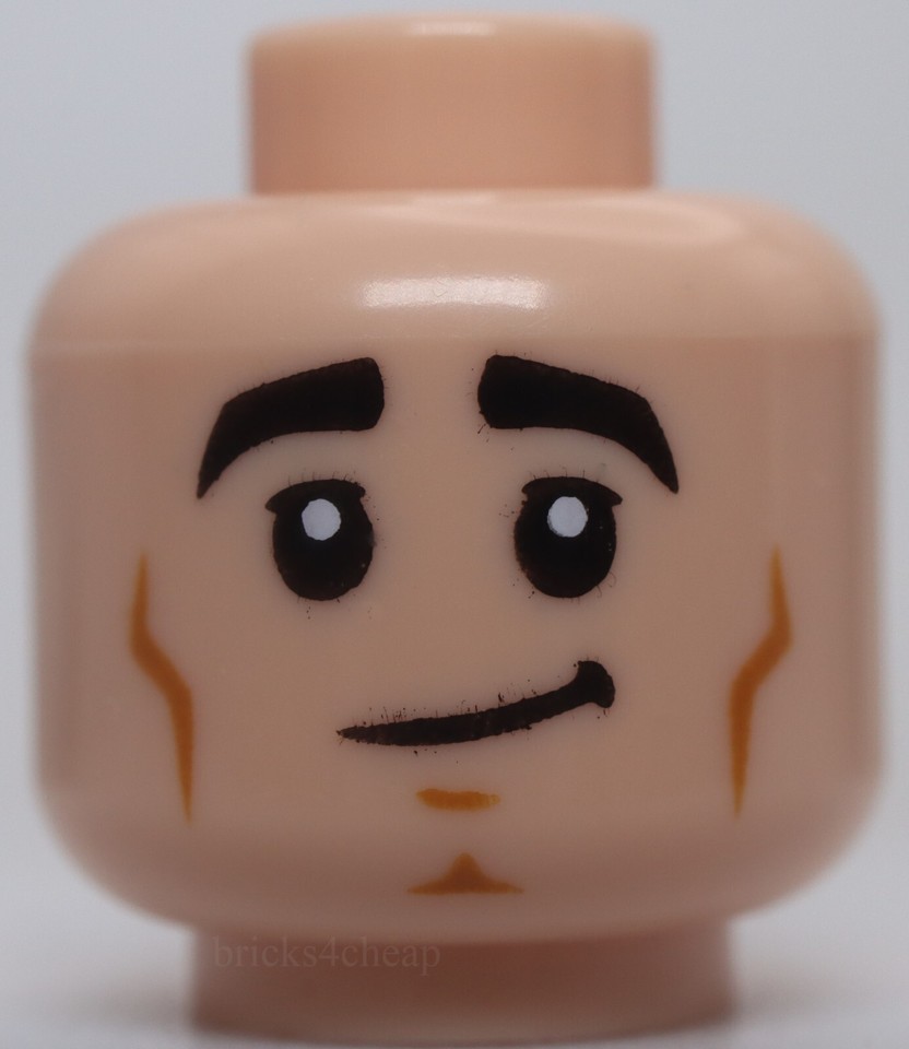 Lego Head Black Thick Eyebrows Dark Orange Cheek Lines Chin Dimple ...