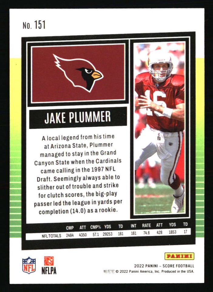 Jake Plummer 2022 Score #151 FOOTBALL Card | eBay