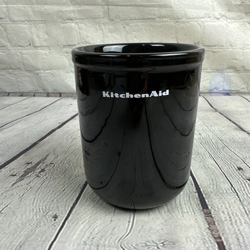 KitchenAid Black Ceramic Utensil Holder Crock Jar Black 5"x7" | eBay