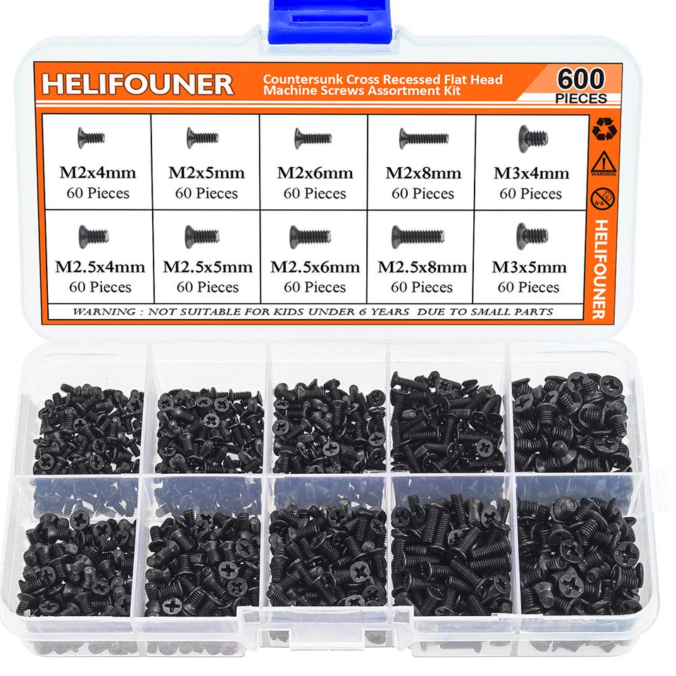 600 Pieces M2 M2.5 M3 Phillips Flat Head Screws, Electronic Repair ...
