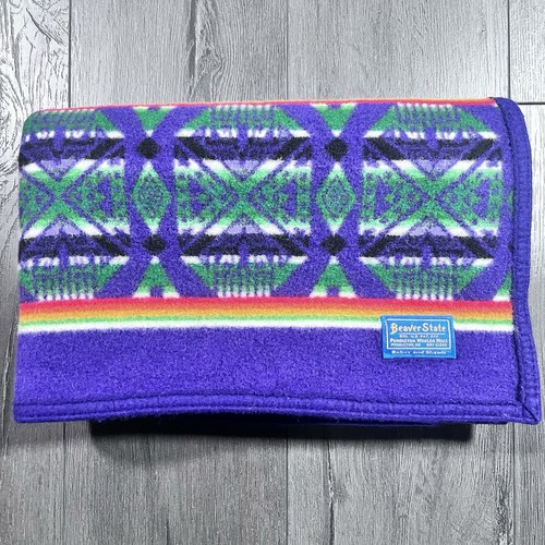 VTG Pendleton Wool Blanket Purple Aztec Baby Lap Throw Beaver 29x40 ...