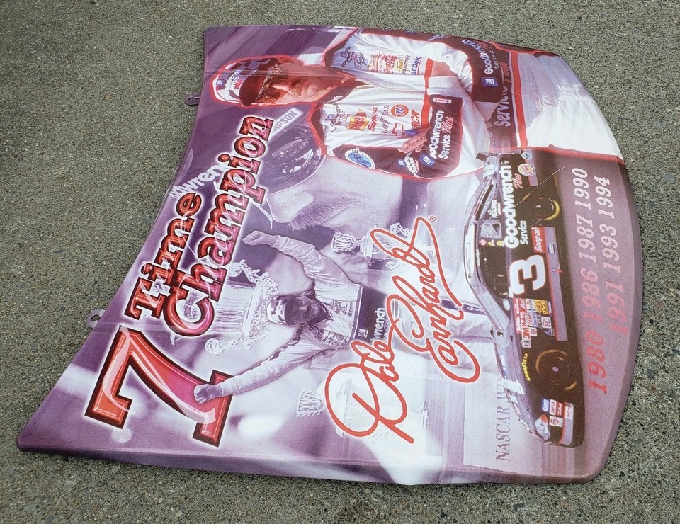 Vintage LARGE Dale Earnhardt Sr Large Metal NASCAR Hood 7 Time Champion ...