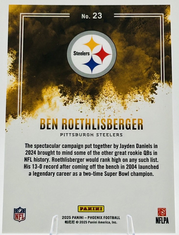 2025 Panini Phoenix Ben Roethlisberger Color Blast #23 Steelers SSP ...