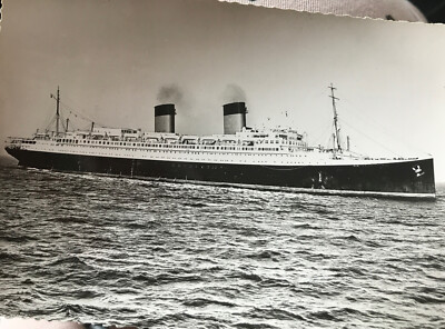 Vintage "Ile de France" French Line Ship Black and White Steam Ship ...