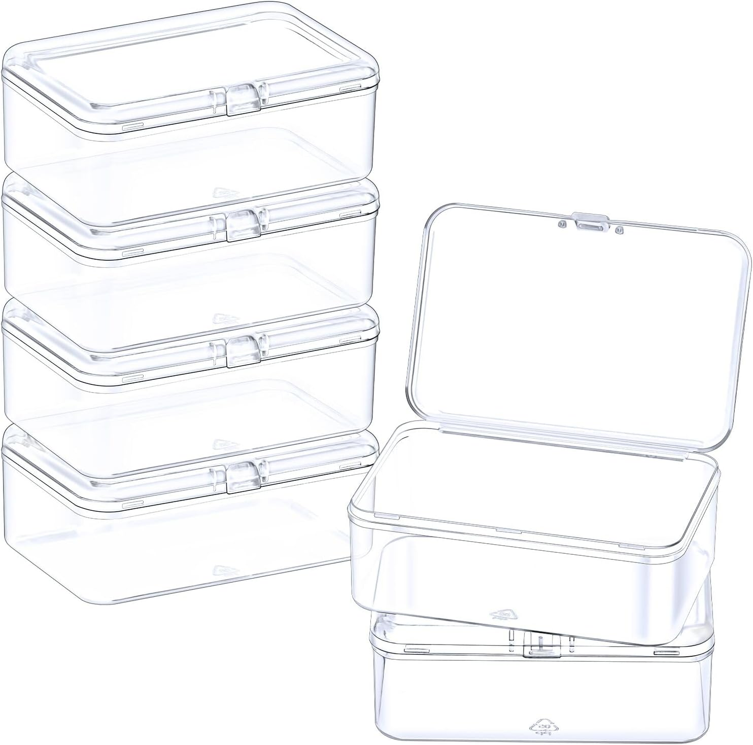 6 Pack Small Plastic Storage Containers with Hinged Lids, Rectangle ...
