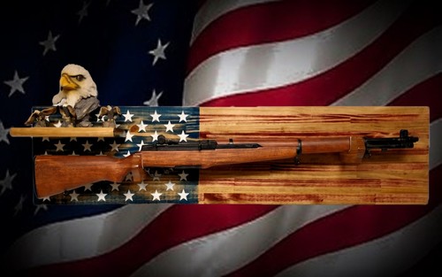 Rustic Old Glory Vintage M1 Garand Rifle Wall Display with Shelf ...