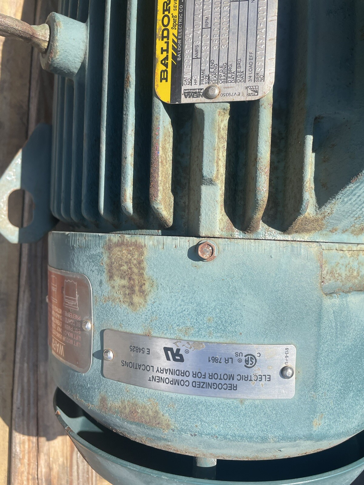 Baldor VECP3764T 3HP, 1165RPM 3PH, 460V 230V 213TC Frame C-Face Flange ...