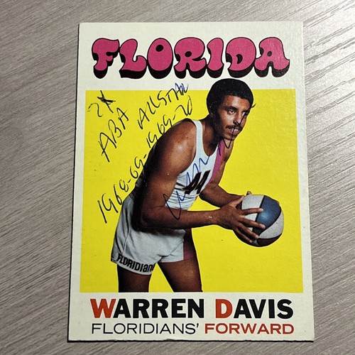 WARREN DAVIS 1971-72 TOPPS ROOKIE SIGNED AUTOGRAPHED CARD MIAMI ...
