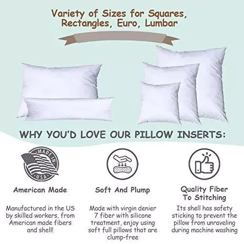 Pillowflex Synthetic Down Pillow Insert - 14x20 Down Alternative Pillow, Lumbar | eBay